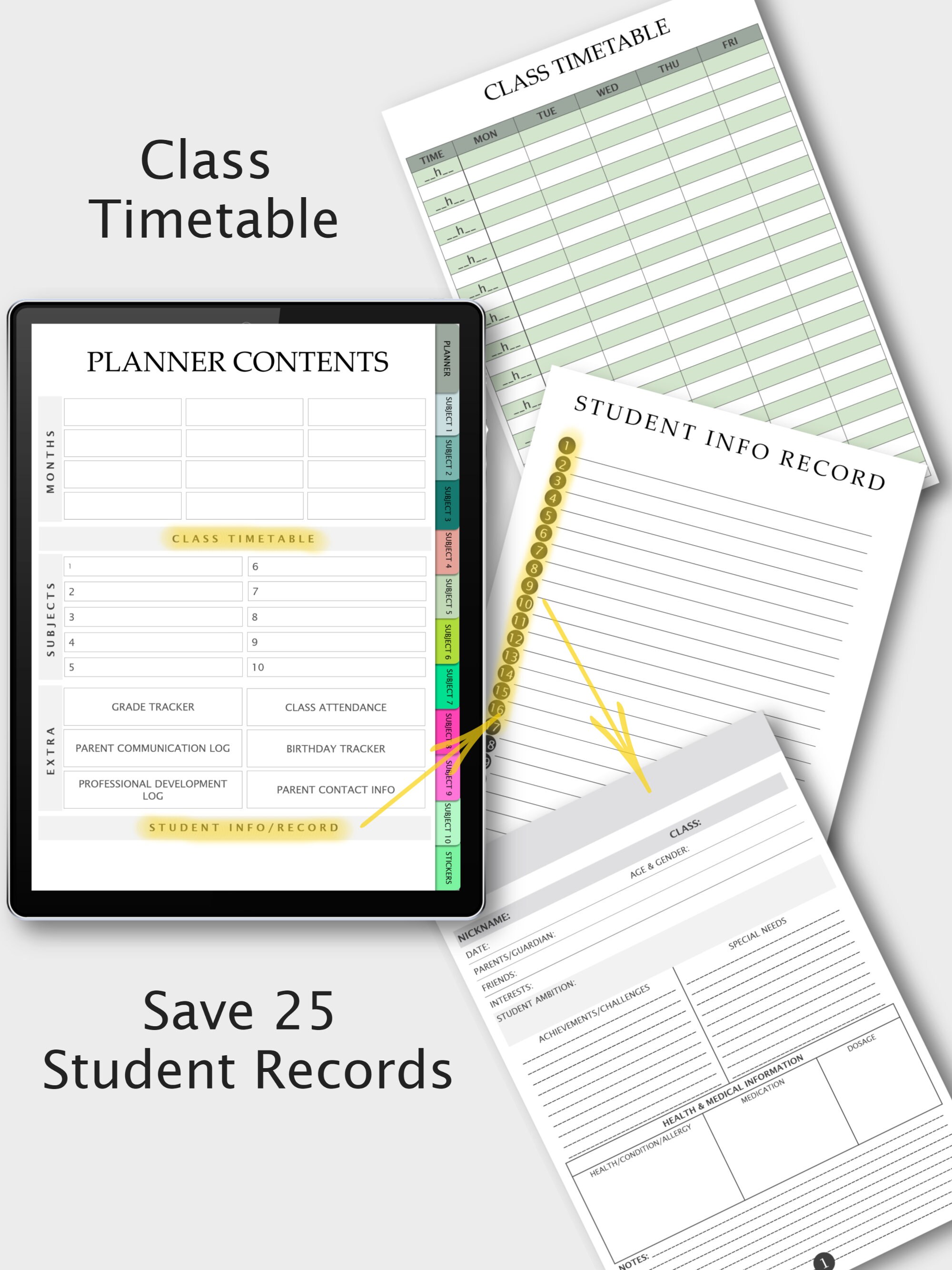 Undated Teacher Calendar 2021, Digital Teacher Planner for Class Work ...