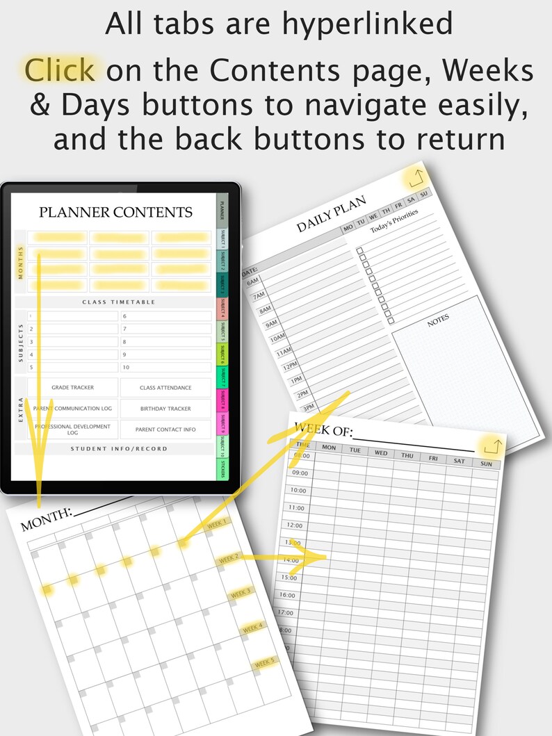 Undated Teacher Calendar 2021, Digital Teacher Planner for Class Work ...