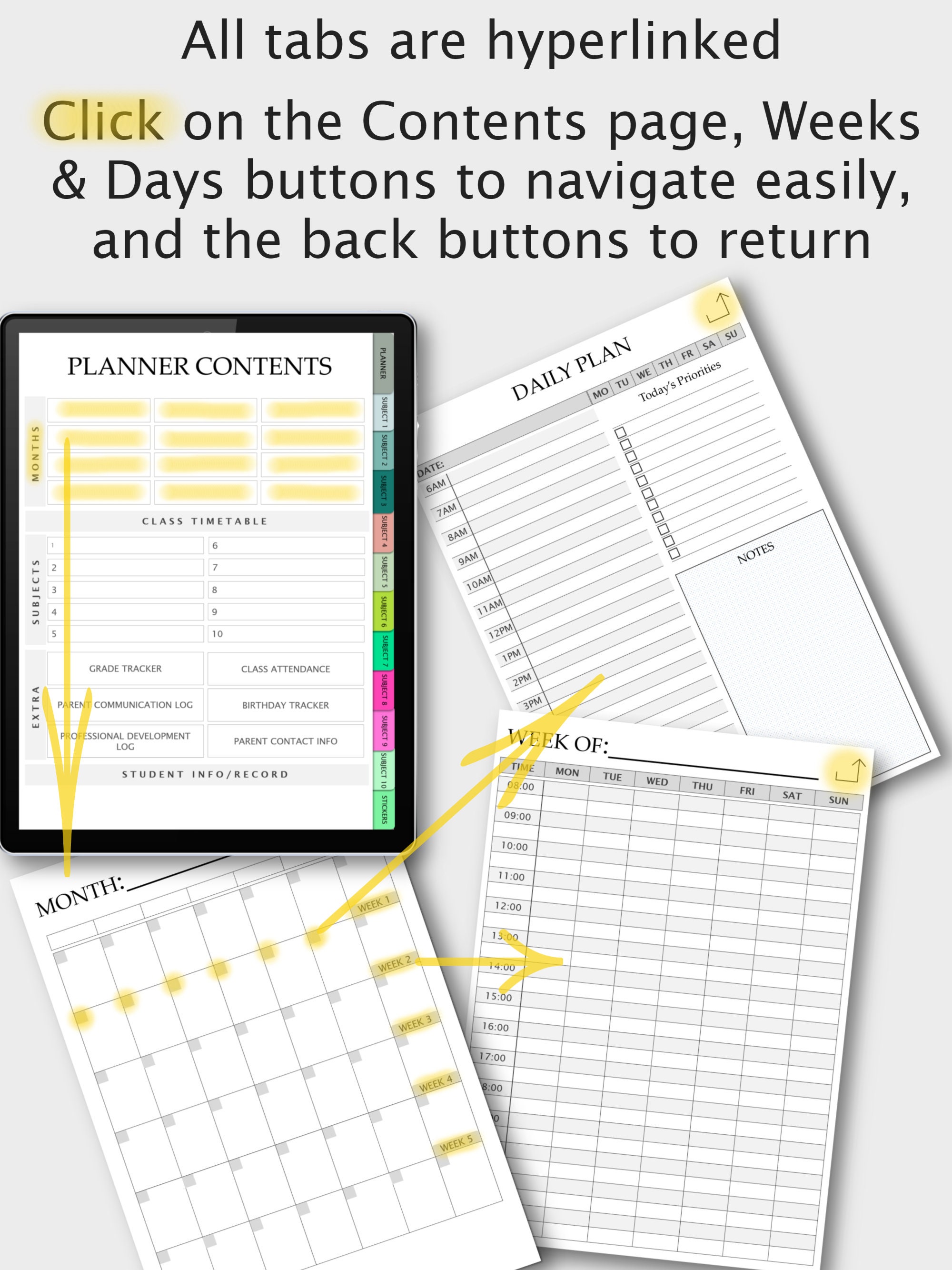 Undated Teacher Calendar 2021, Digital Teacher Planner for Class Work ...