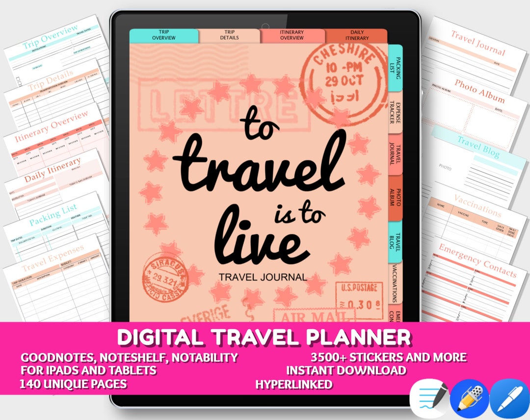 Digital Travel Journal - Mega Travel Planner Includes Templates for ...