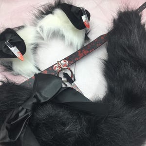 Black Horror Cosplay Puppy Dog Headband Ears Tail Choker Collar Paw ...