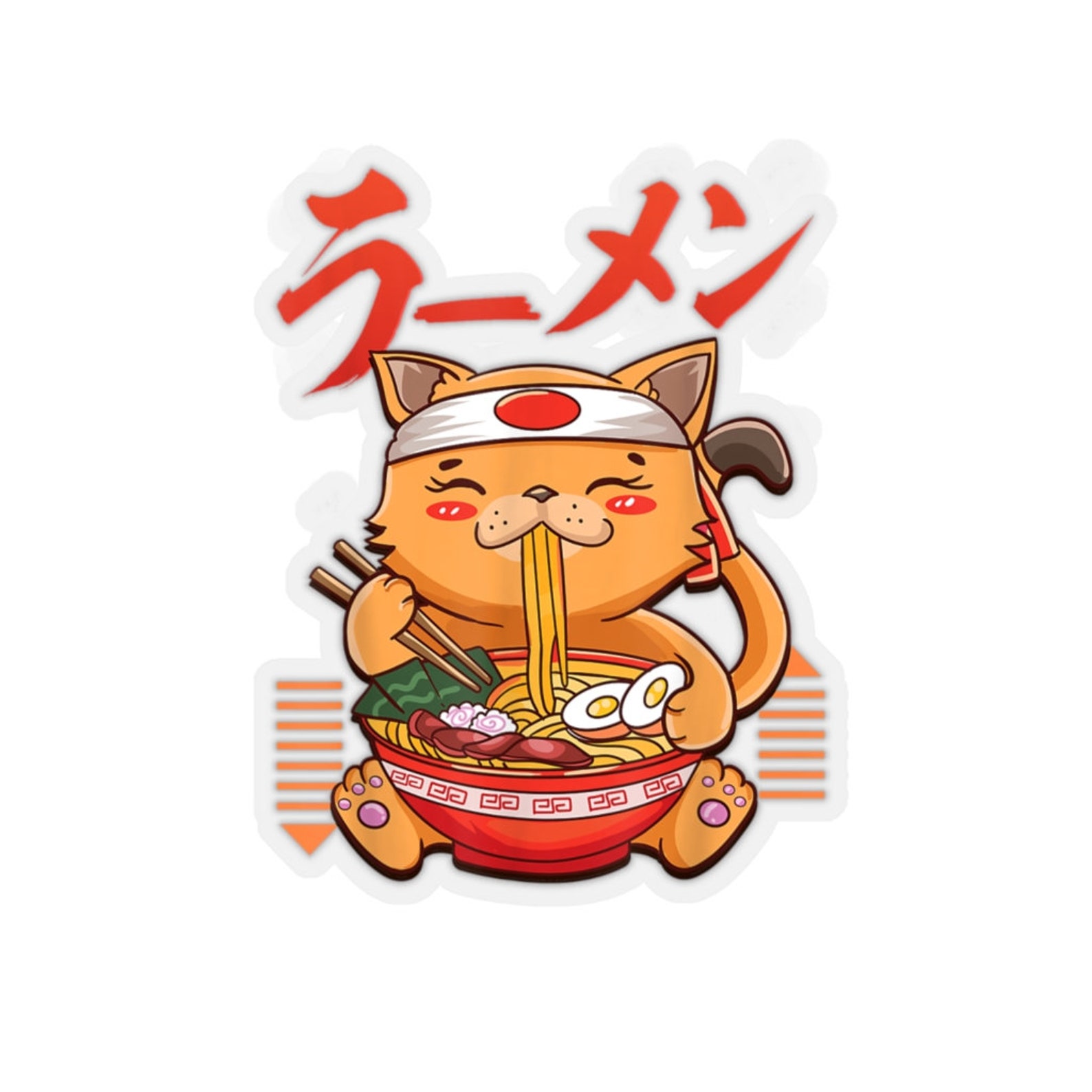 Ramen Cat Japanese Anime Cute Kawaii Lucky Cat Kiss-Cut | Etsy