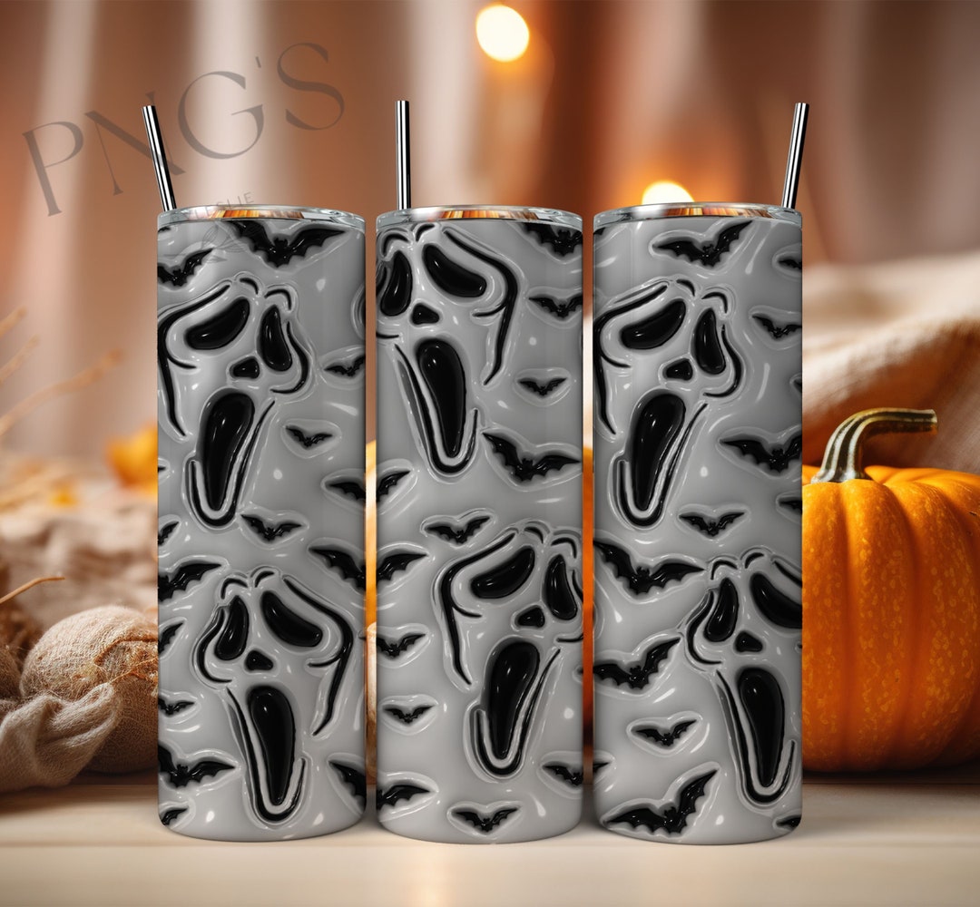 Scream Face Tumbler Wrap Design, 3d Halloween Tumbler Wrap, Spooky ...