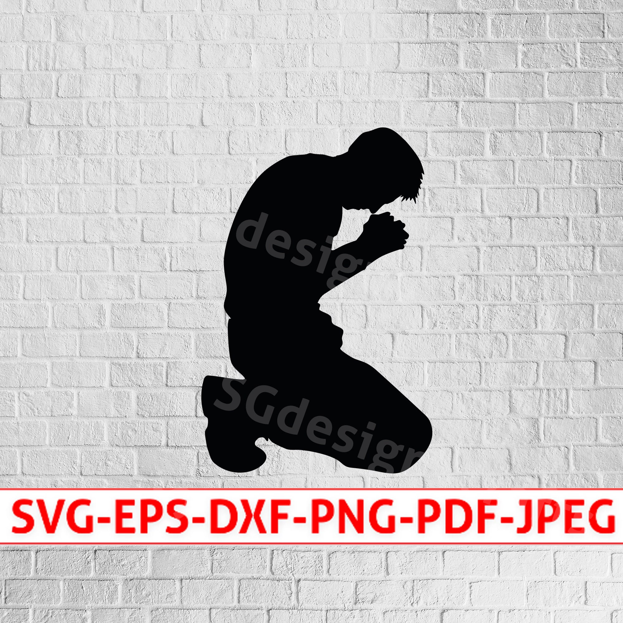 Praying Man Silhouette, Praying Man SVG, Praying Man PNG, Prayer ...