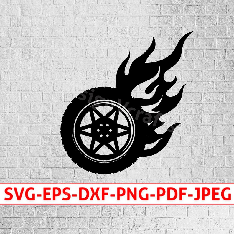 Fire Wheel SVG Wheels SVG Burning Wheel PNG Racing Cut | Etsy