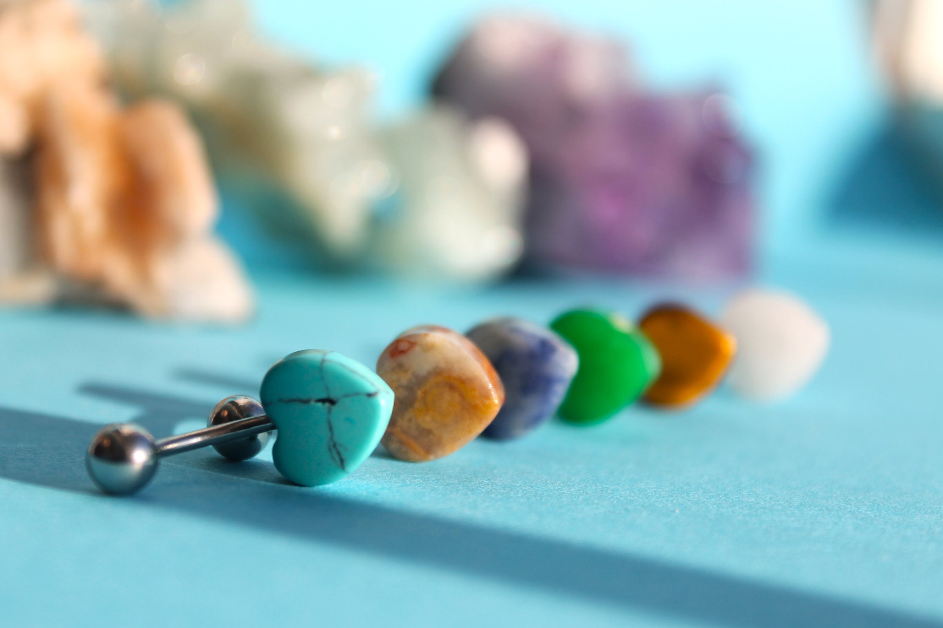 Heart Turquoise Belly Button Ring | Surgical Steel Bar - Etsy