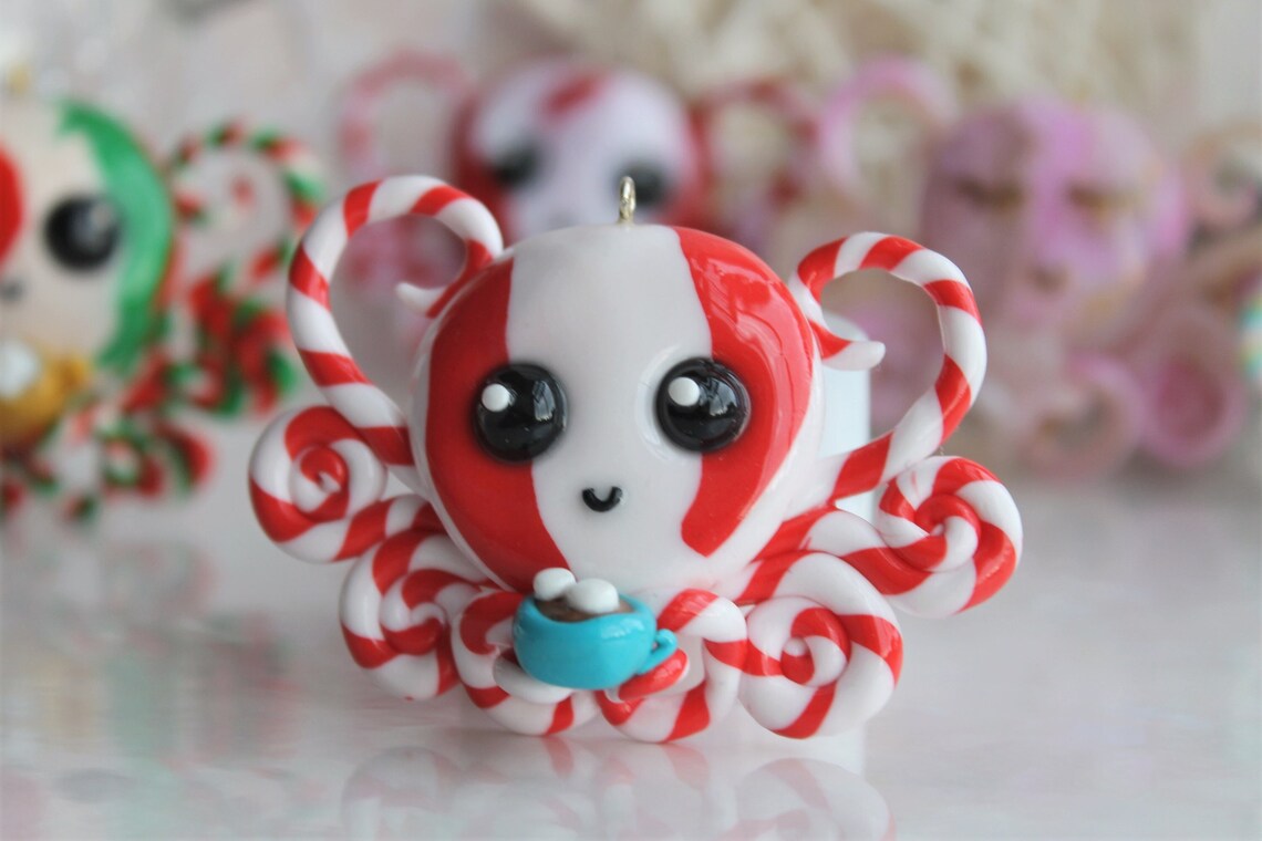 Pepper the Octopus Drinking Hot Chocolate Polymer Clay | Etsy UK