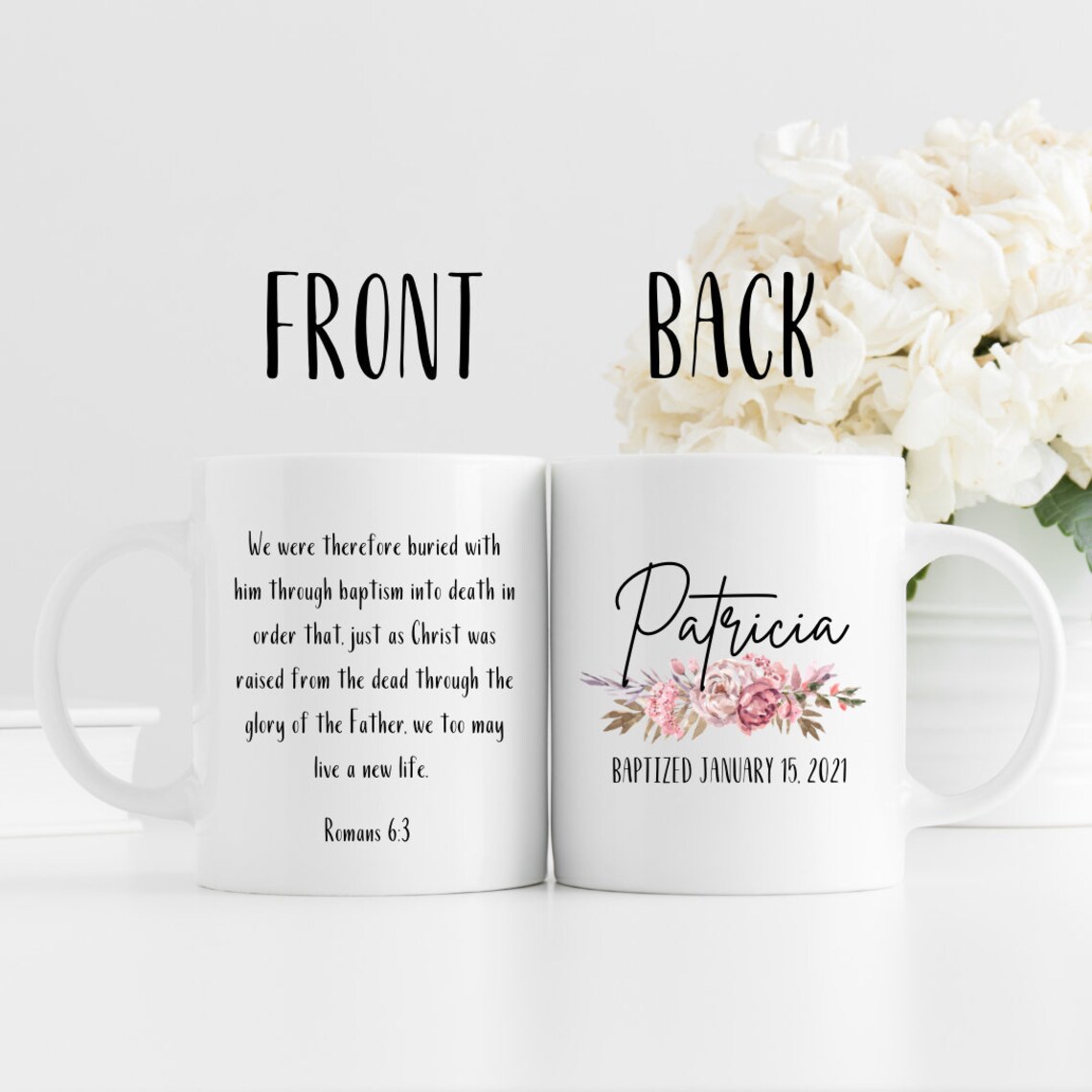 Baptism Custom Dates Coffee Mug,baptism Gift,faith Women Christian Mug ...