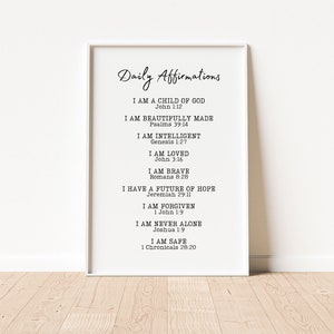 Christian Affirmations Wall Art,christian Gifts,bible Verse ...