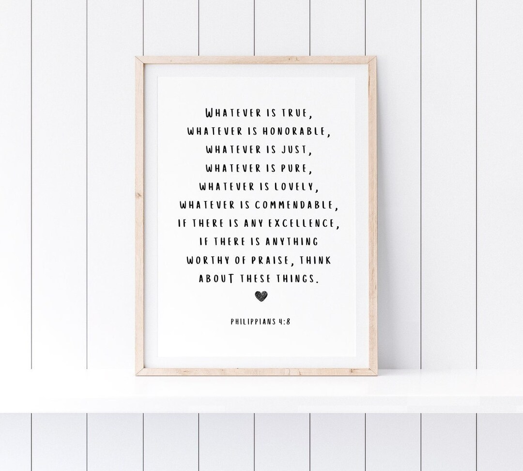Philippians 4:8 Bible Verse Wall Art,whatever is True Sign,decor Bible ...