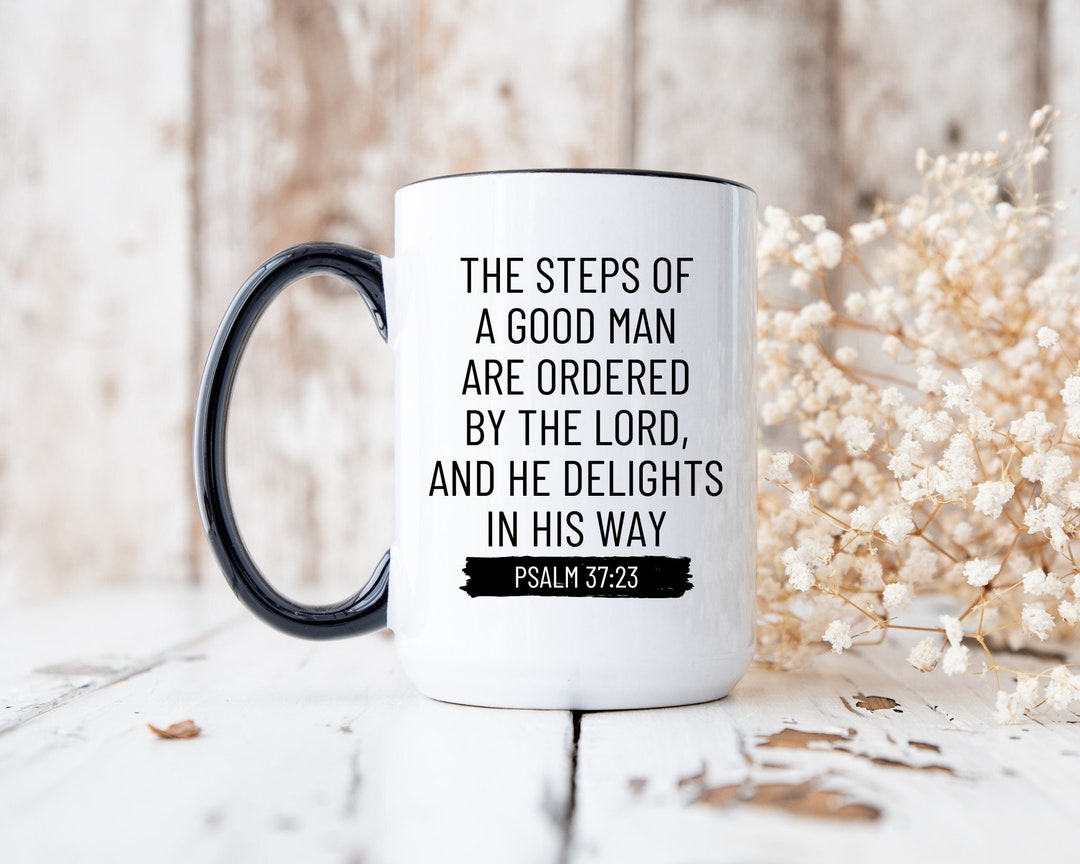 Christian Men Coffee Mug,psalm 37:23 Bible Verse,men Christian Gift ...