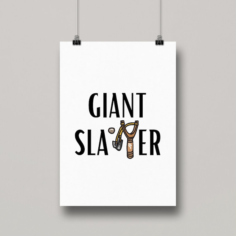 Giant Slayer Wall Art,funny Christian Decor for Kid,david and Goliath ...
