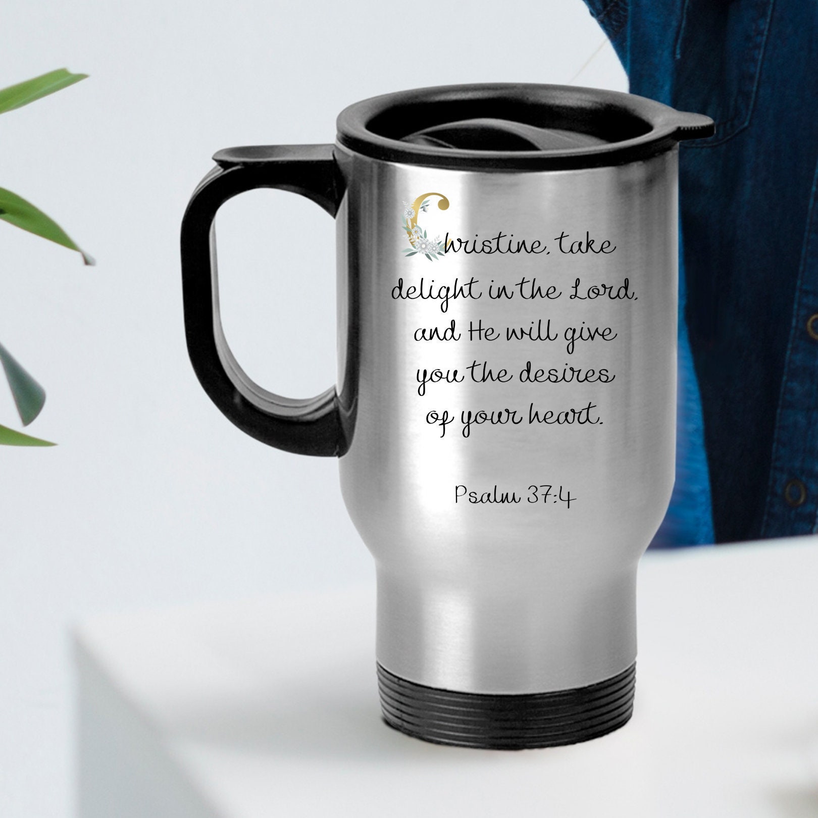 Psalm 37:4 custom travel coffee mugBirthday gift idea for | Etsy