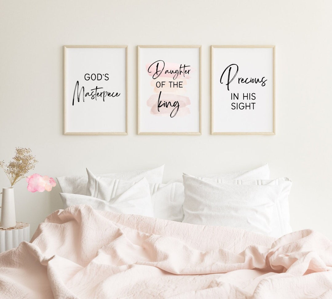 Christian Wall Art Set Christian Affirmations Wall Art Teen Girl Bible ...
