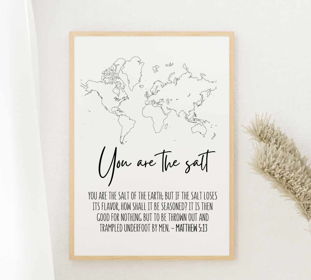 Matthew 5:13 You Are the Salt Bible Verse Wall Art,world Map Wall Art ...