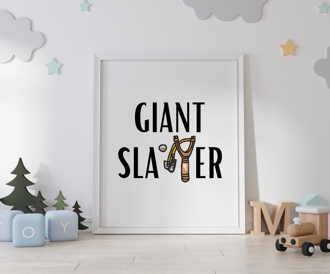 Giant Slayer Wall Art,funny Christian Decor for Kid,david and Goliath ...