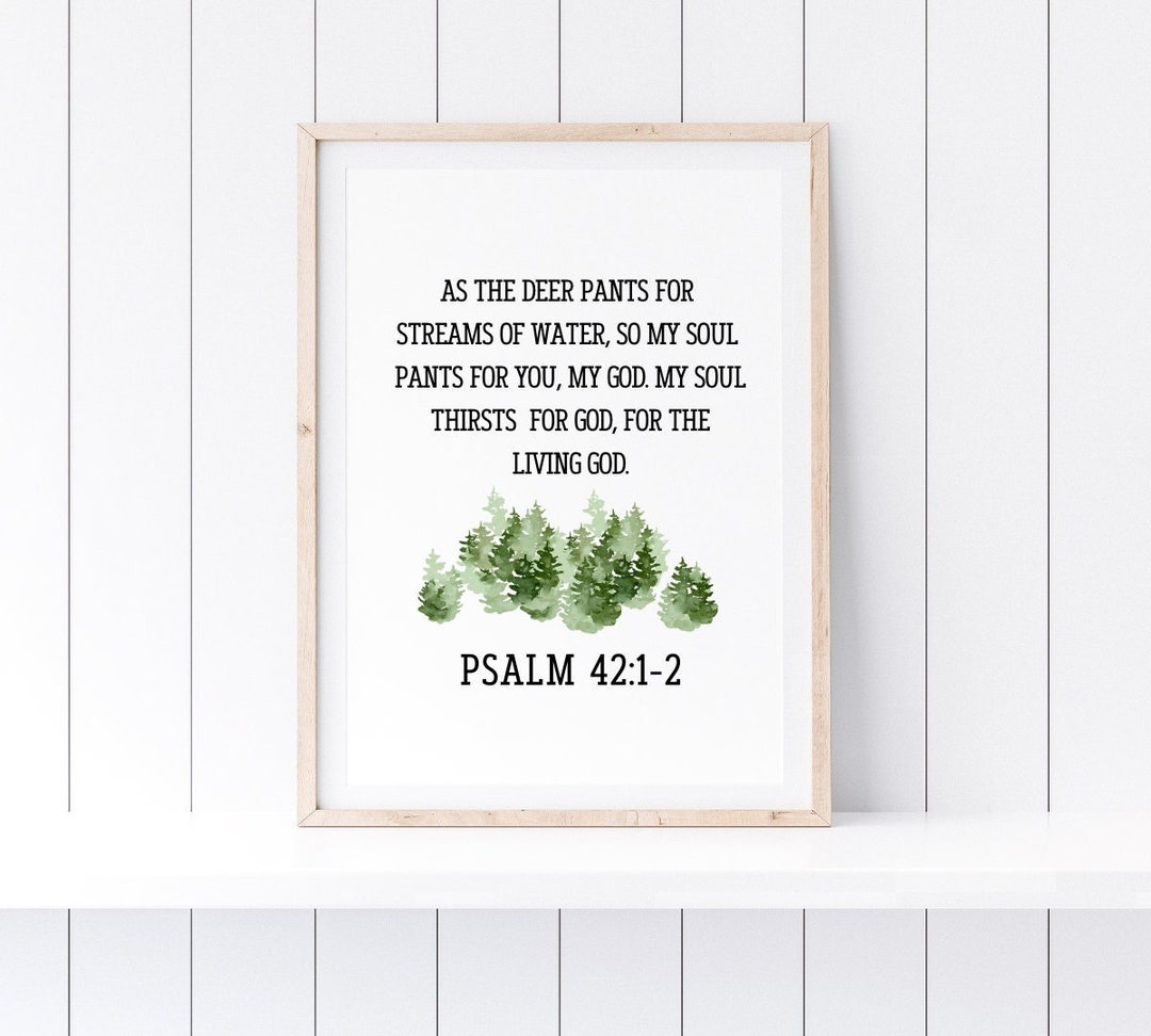 Psalm 42:1,bible Verse Forest Print,nature Bible Verse Wall Art,modern ...