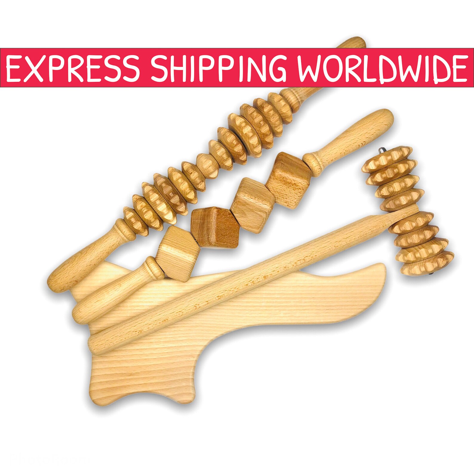 Massage Tools Set No. 3 Set for Anti Cellulite Maderotherapy Wooden ...