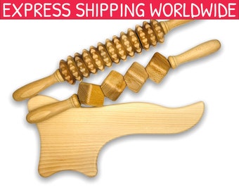 Massage Tools Set No. 3 Set for Anti Cellulite Maderotherapy Wooden ...
