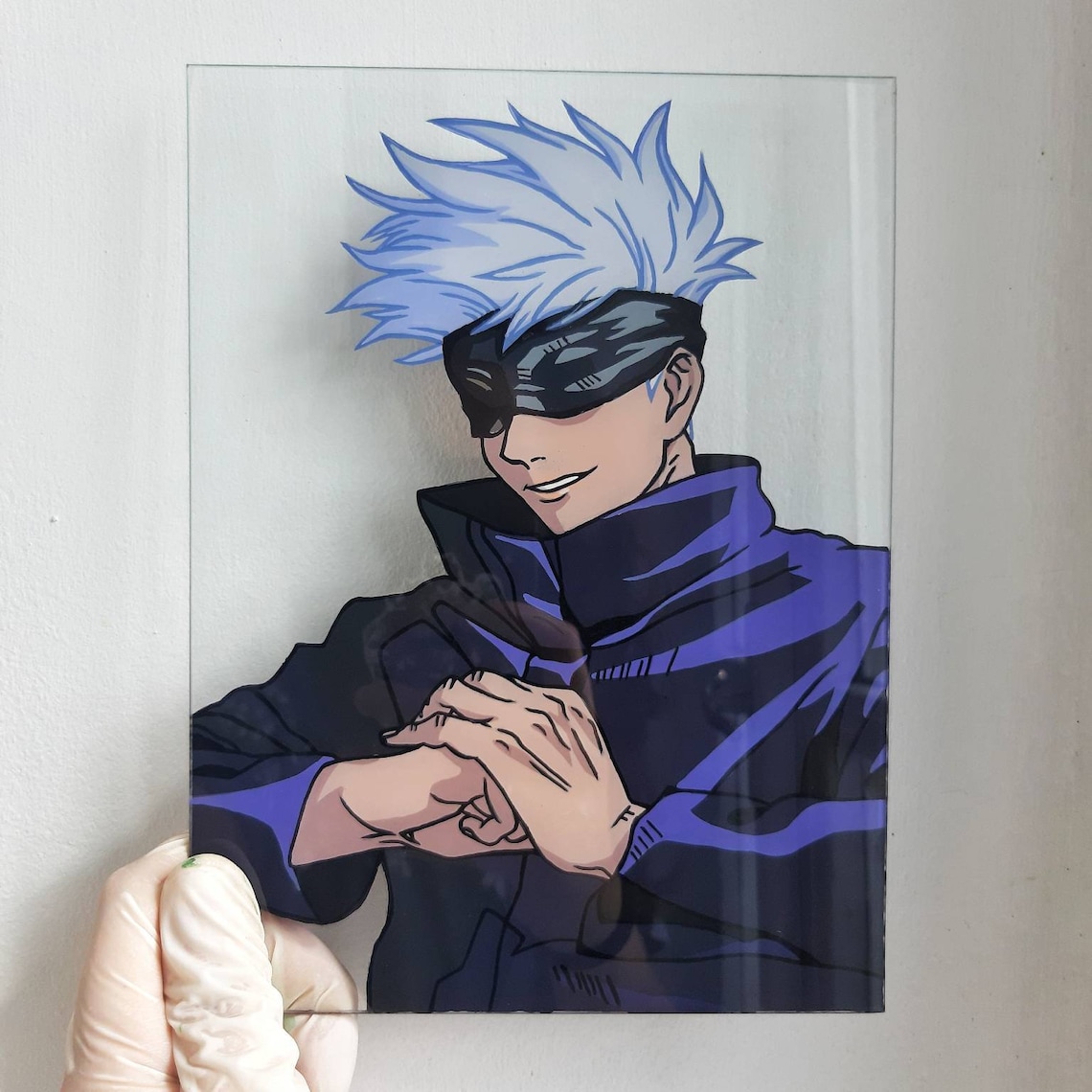 Gojo Satoru Glass Painting / Anime Wall Art / Jujutsu Kaisen / | Etsy