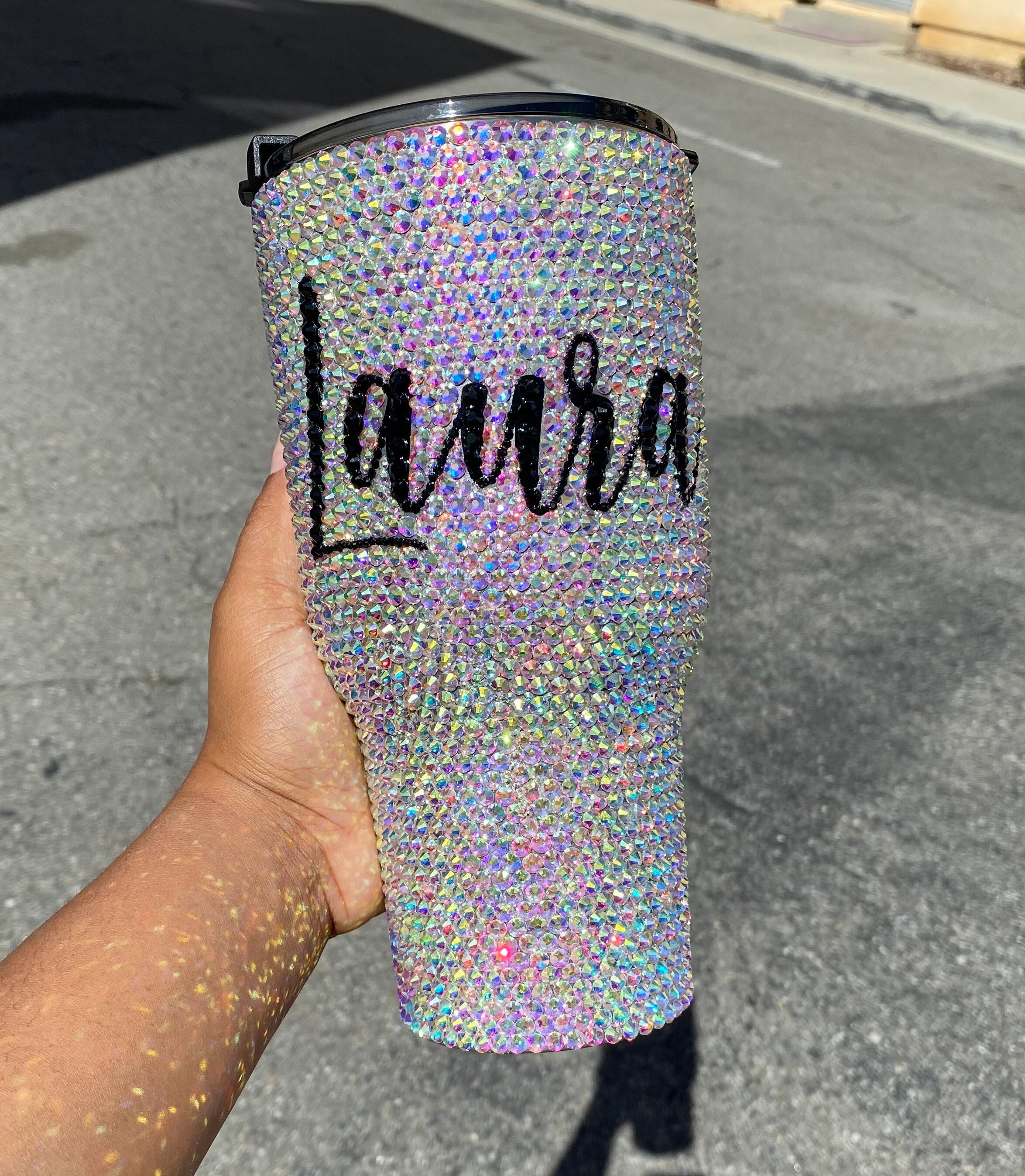 40oz Custom Personalized Bling Stainless Steel Insulated Tumbler Bling ...