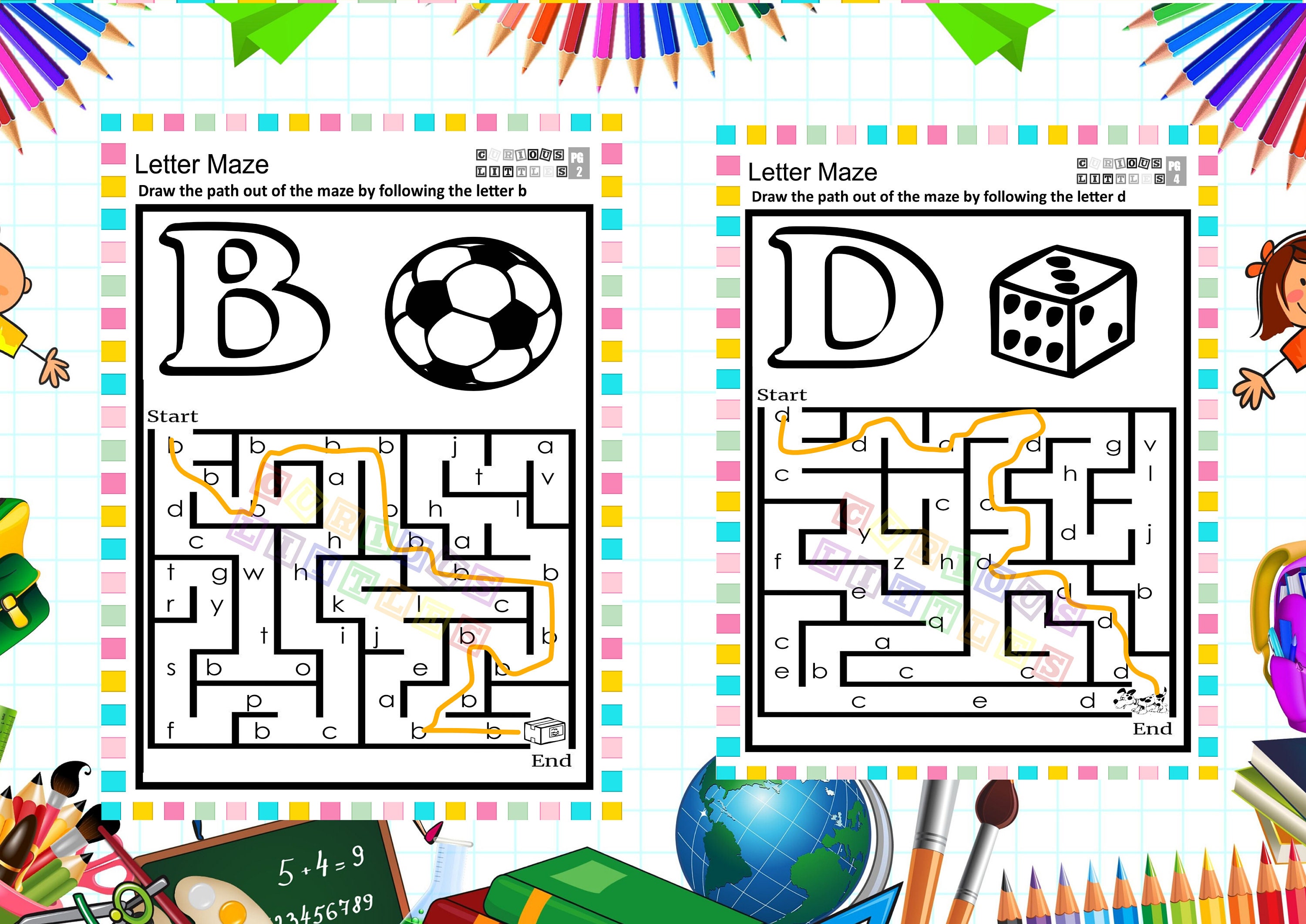 Preschool Kids Coloring Book Alphabet Maze Activity - Etsy