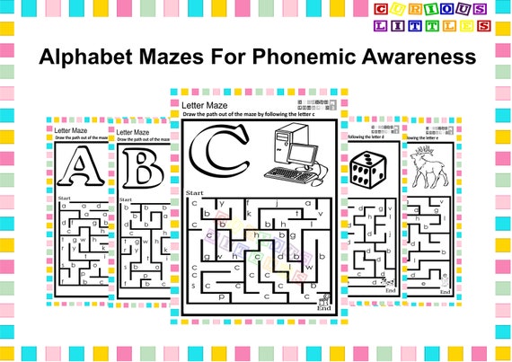 Preschool Kids Coloring Book Alphabet Maze Activity | Etsy