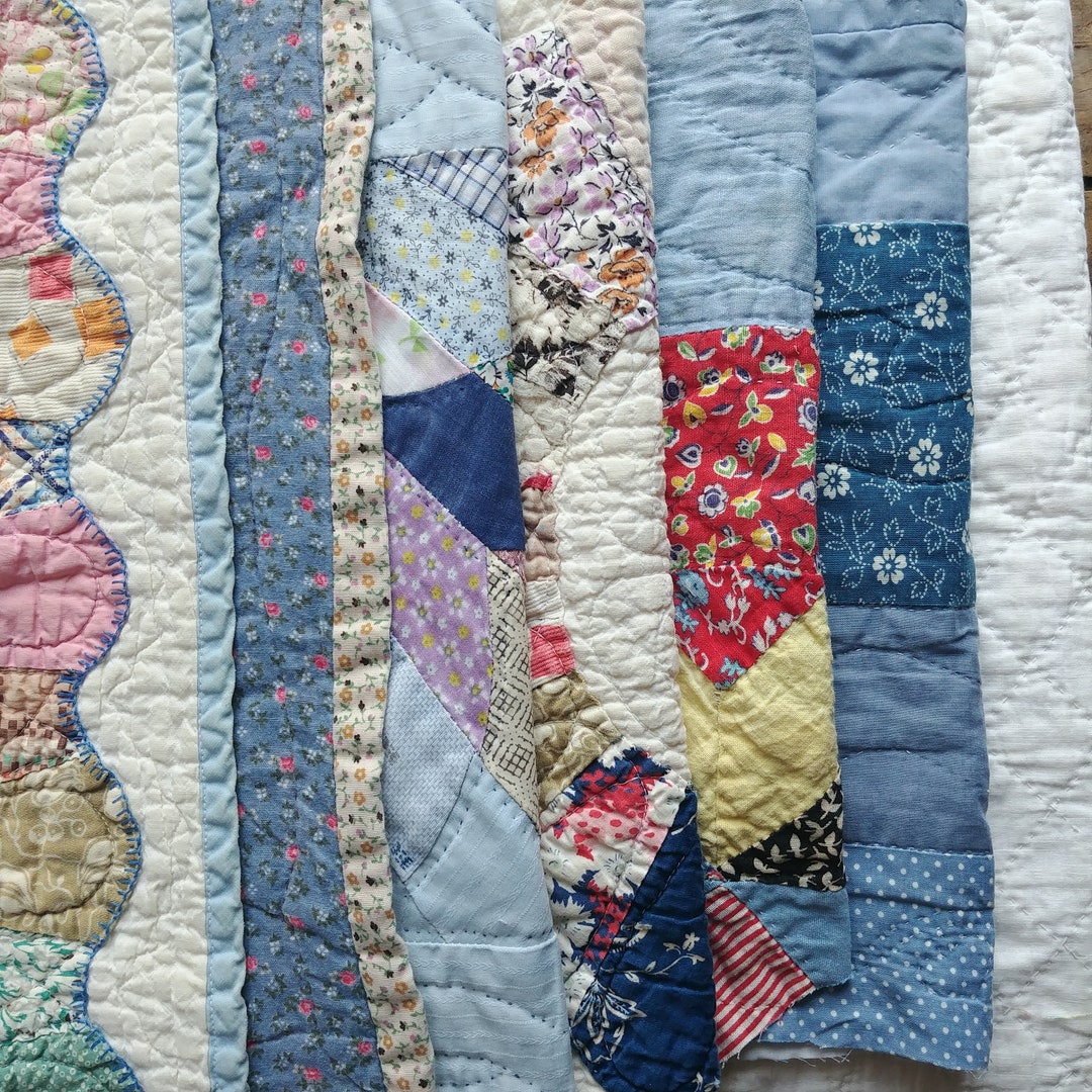 Vintage Quilt Scraps, Cutter Quilt Remnants, Old Patchwork for ...