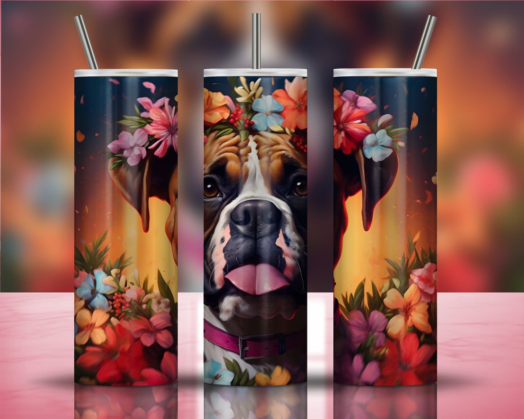 Boxer Dog Sublimation Design, Boxer Dog Tumbler Wrap Design, Dog ...