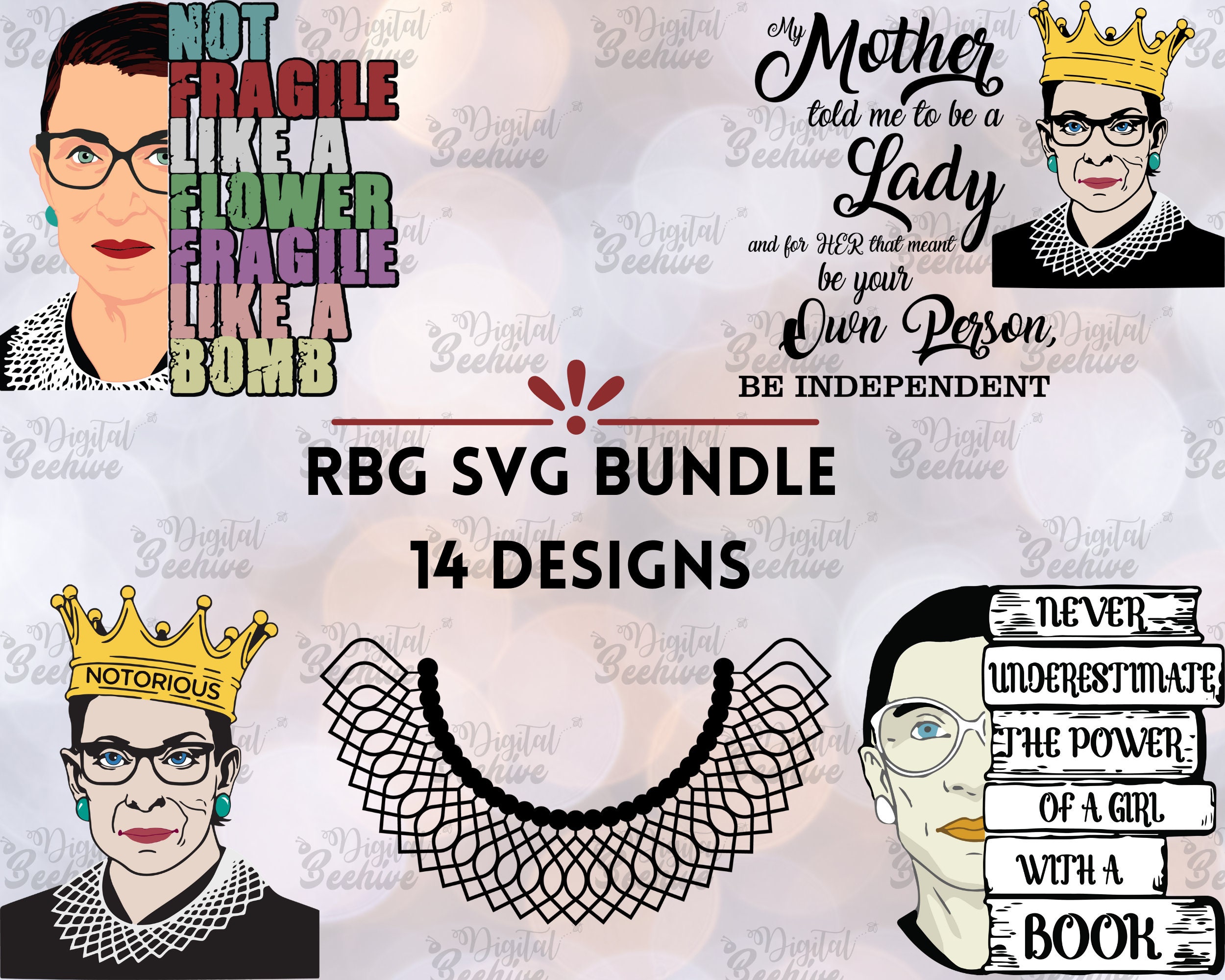 Rbg svg Rbg png Ruth Bader Ginsburg svg RBG collar I | Etsy