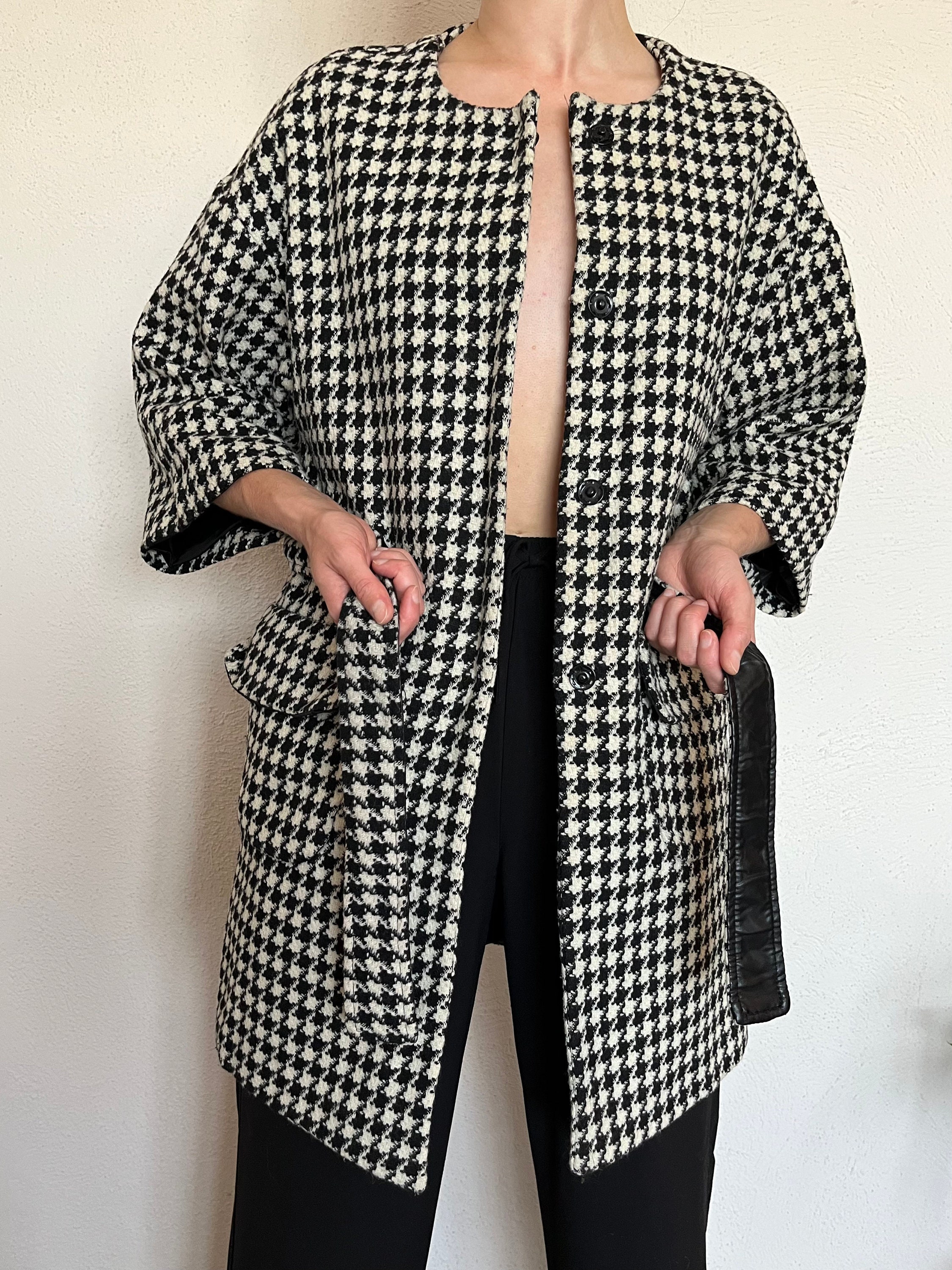 Ladies Coat Pied-de-poule Print Size S 50% Wool - Etsy