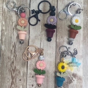 Flower Pot Keychain - Etsy