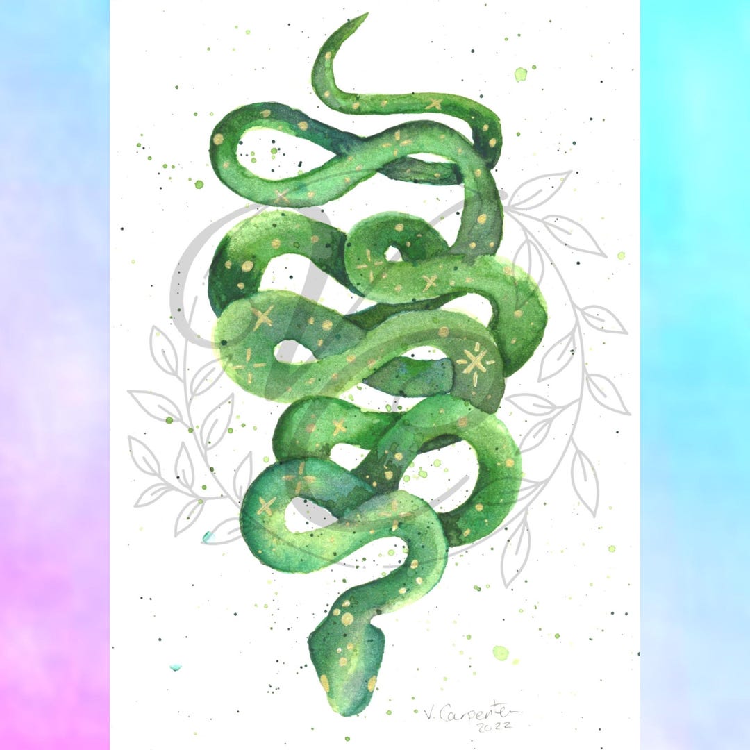Watercolour Snake Art Print A5 - Etsy