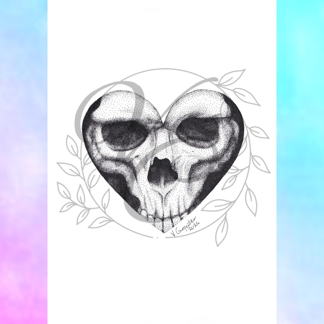 Dotwork Skull A4 Art Print - Etsy