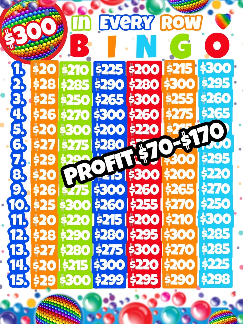 300 in Every Row, Pick Your Prize, Downloadable Bingo Graphic - Etsy