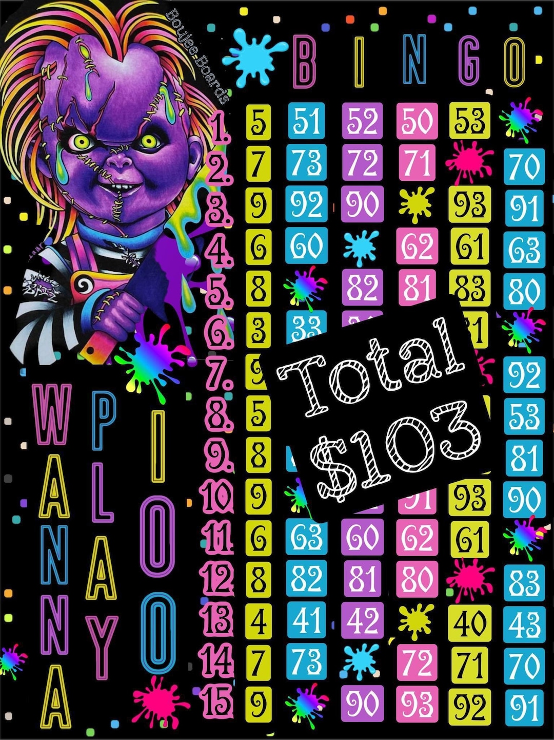 Chuck (100), in Every Row, Pick Your Prize, Downloadable Bingo Graphic ...