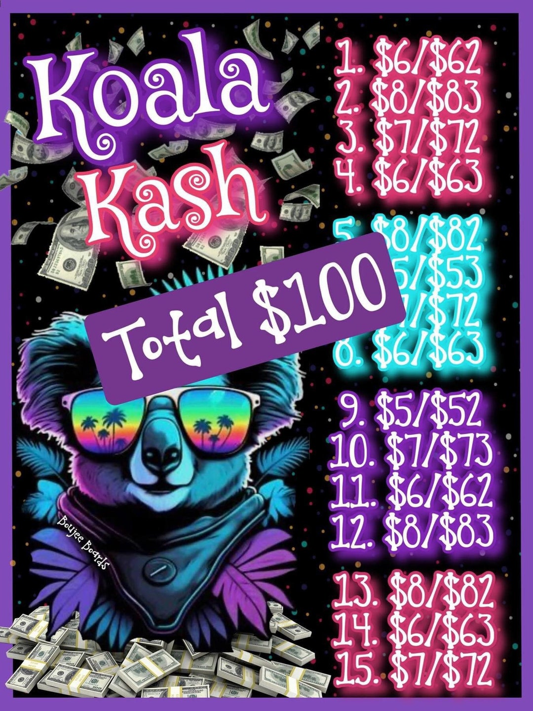 Koala Kash (100), Pick Your Prize, Downloadable Bingo Graphic - Etsy