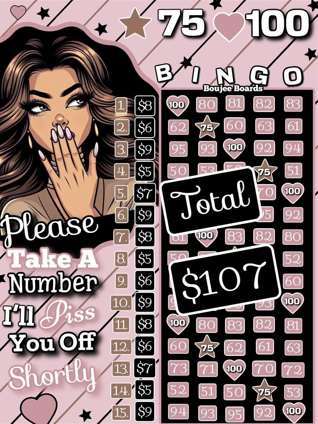 Take A Number (75/100), in Every Row, Downloadable Bingo Graphic - Etsy
