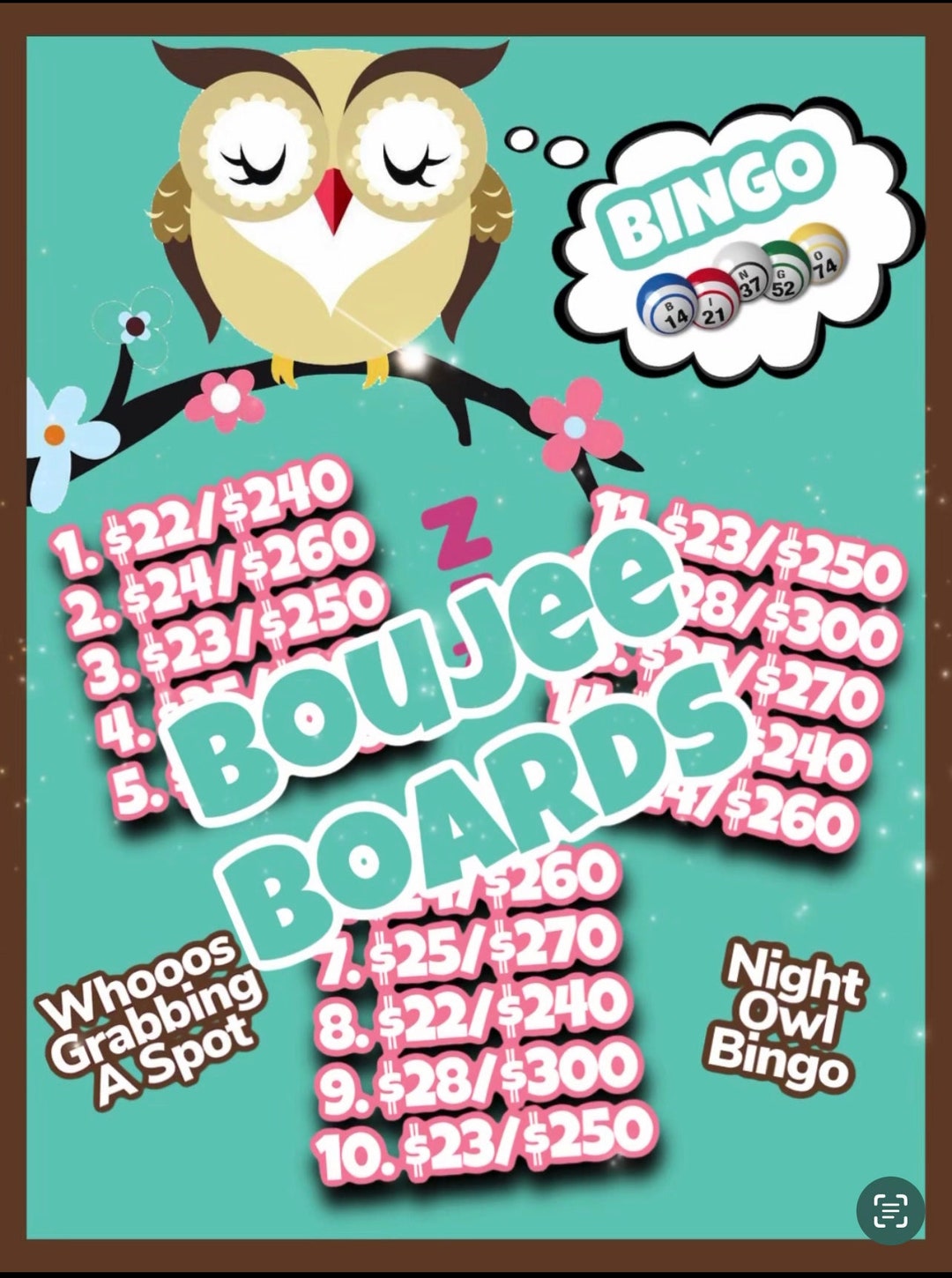 Night Owl Bingo large Animated Bingo Downloadable Bingo - Etsy