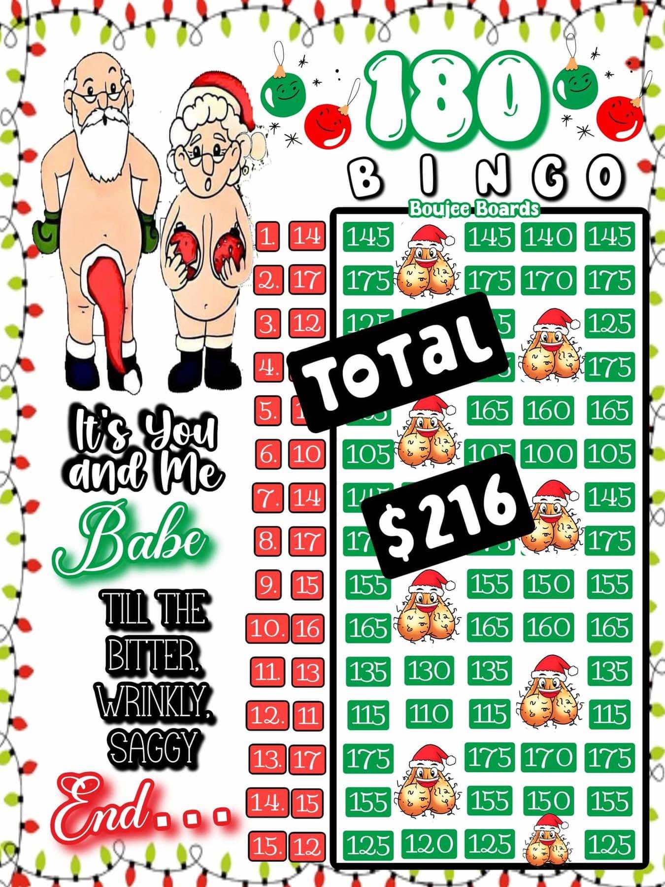 Saggy Christmas (180), Every Row, Downloadable Bingo Graphic - Etsy