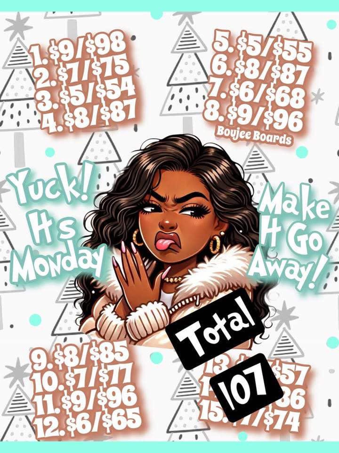 Yuck Monday (107), Pick Your Prize, Downloadable Bingo Graphic - Etsy