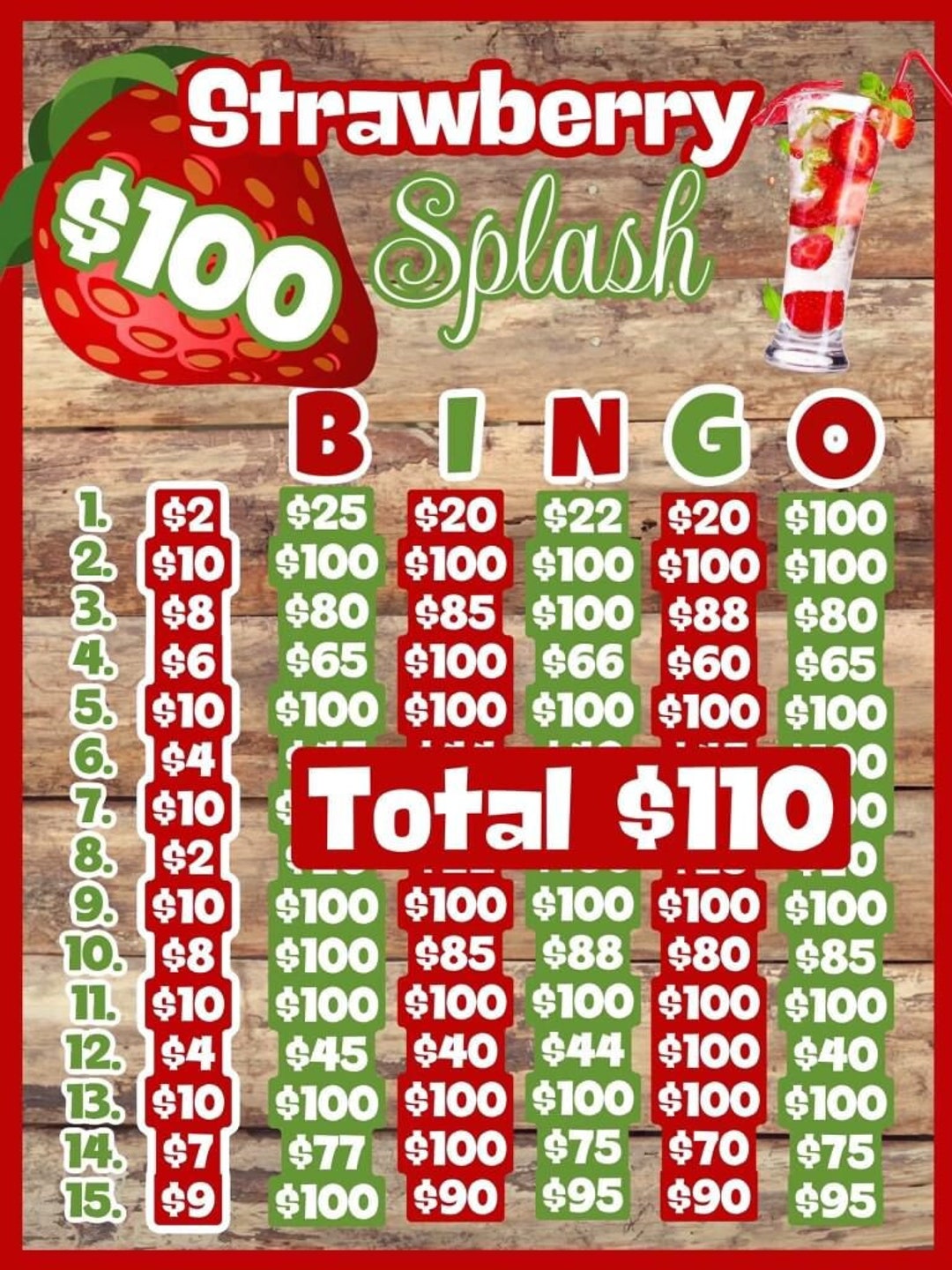Strawberry Splash (100), in Every Row, Pick Your Prize, Downloadable ...