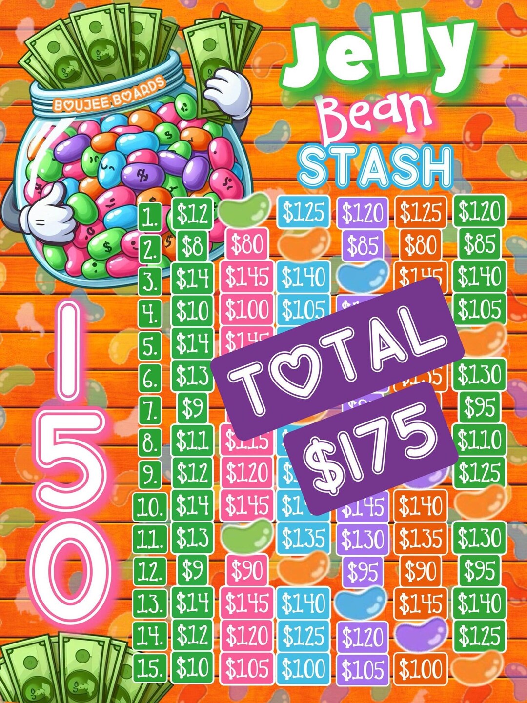 Jelly Bean Stash (150), in Every Row, Pick Your Prize, Downloadable ...