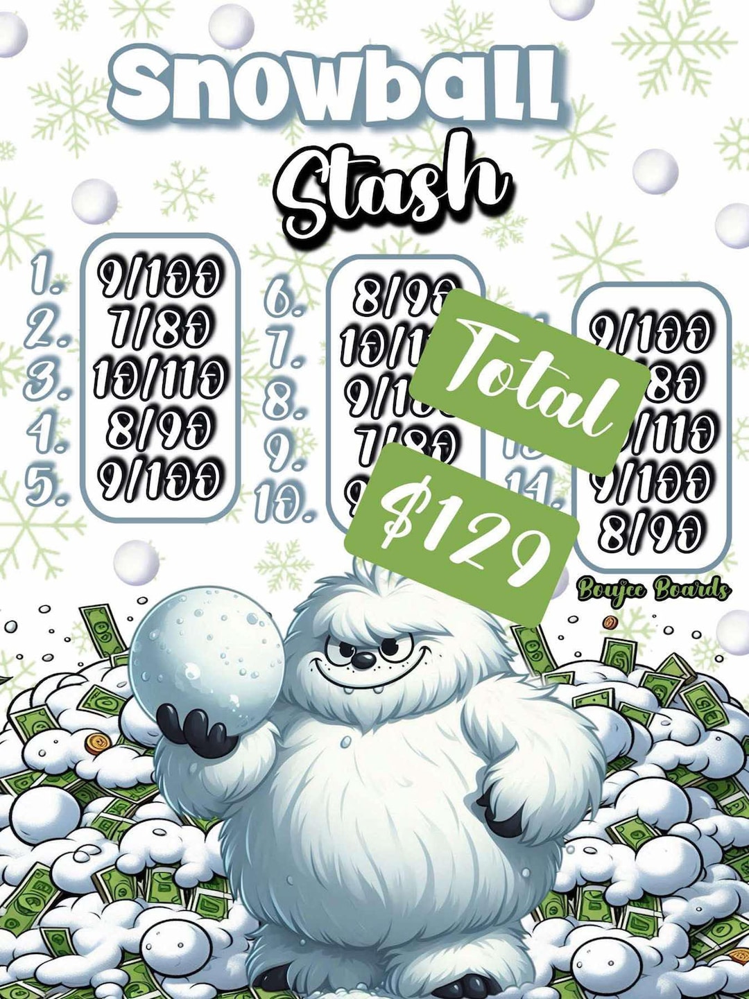Snowball Stash 129, Pick Your Prize, Downloadable Bingo Graphic - Etsy