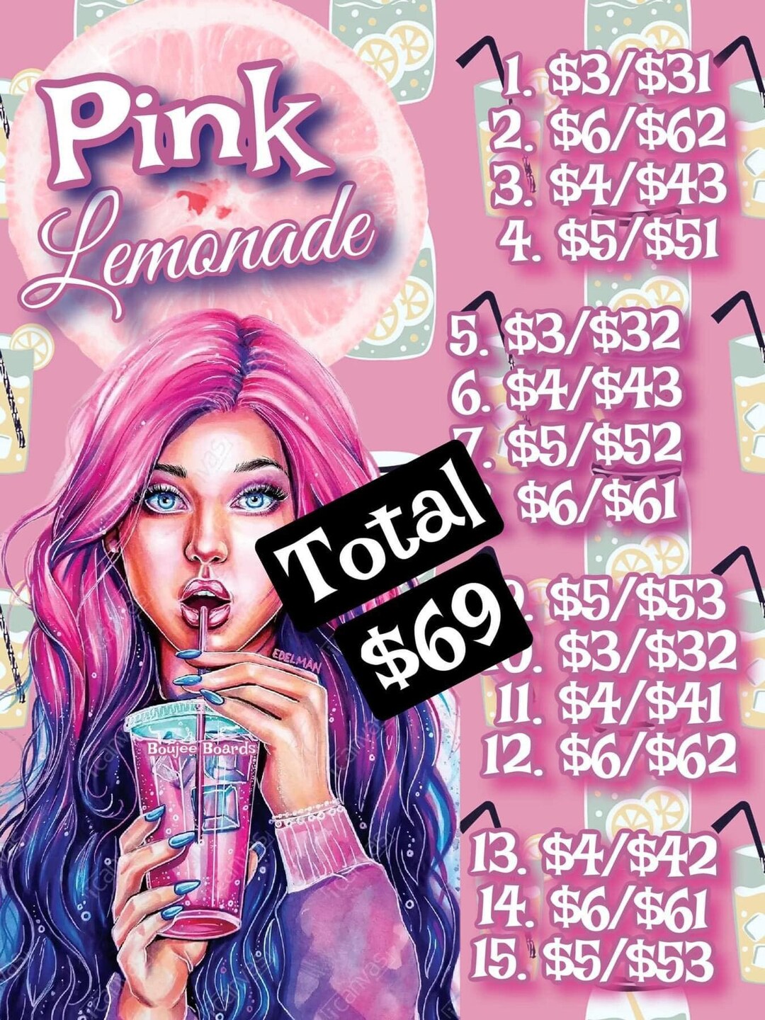 Pink Lemonade (69), Pick Your Prize, Downloadable Bingo Graphic - Etsy