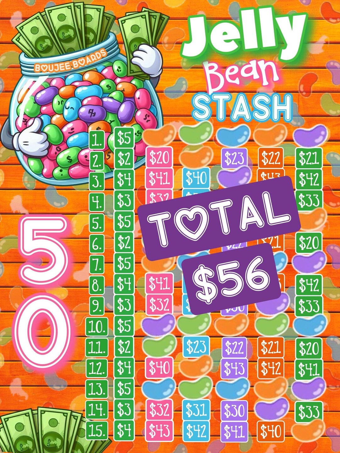 Jelly Bean Stash (50), in Every Row, Pick Your Prize, Downloadable ...