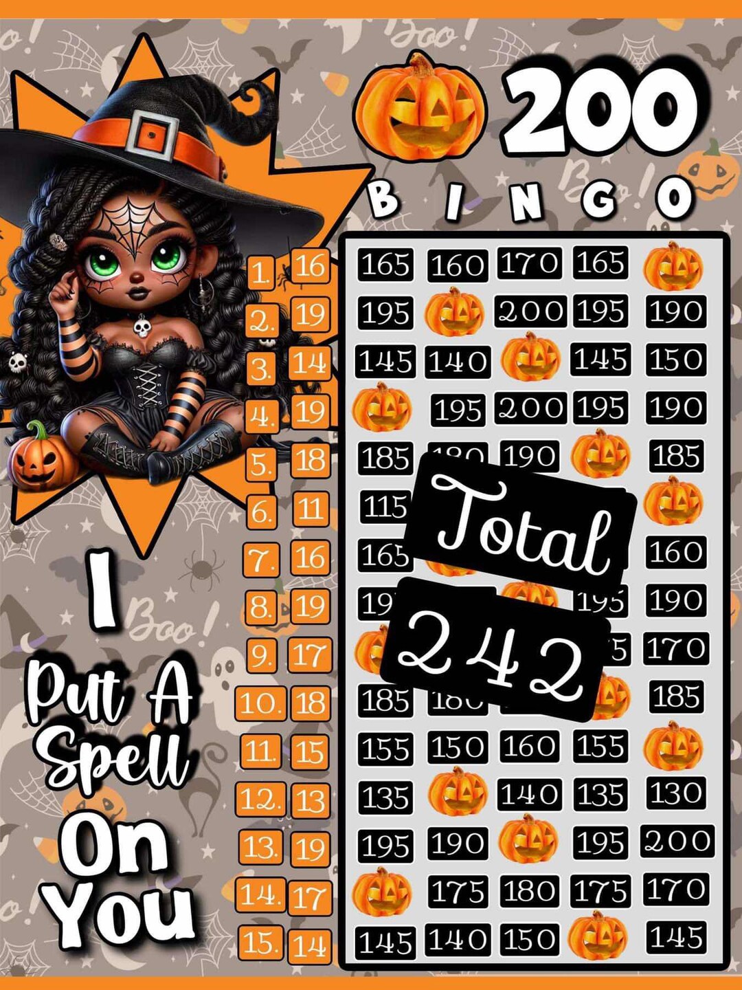 Spell on You (200), in Every Row, Downloadable Bingo Graphic - Etsy