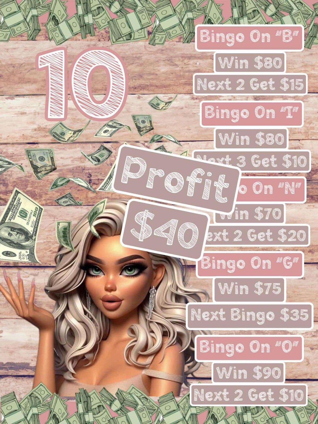 Cash Flow (10), Multi Winner, Downloadable Bingo Graphic - Etsy
