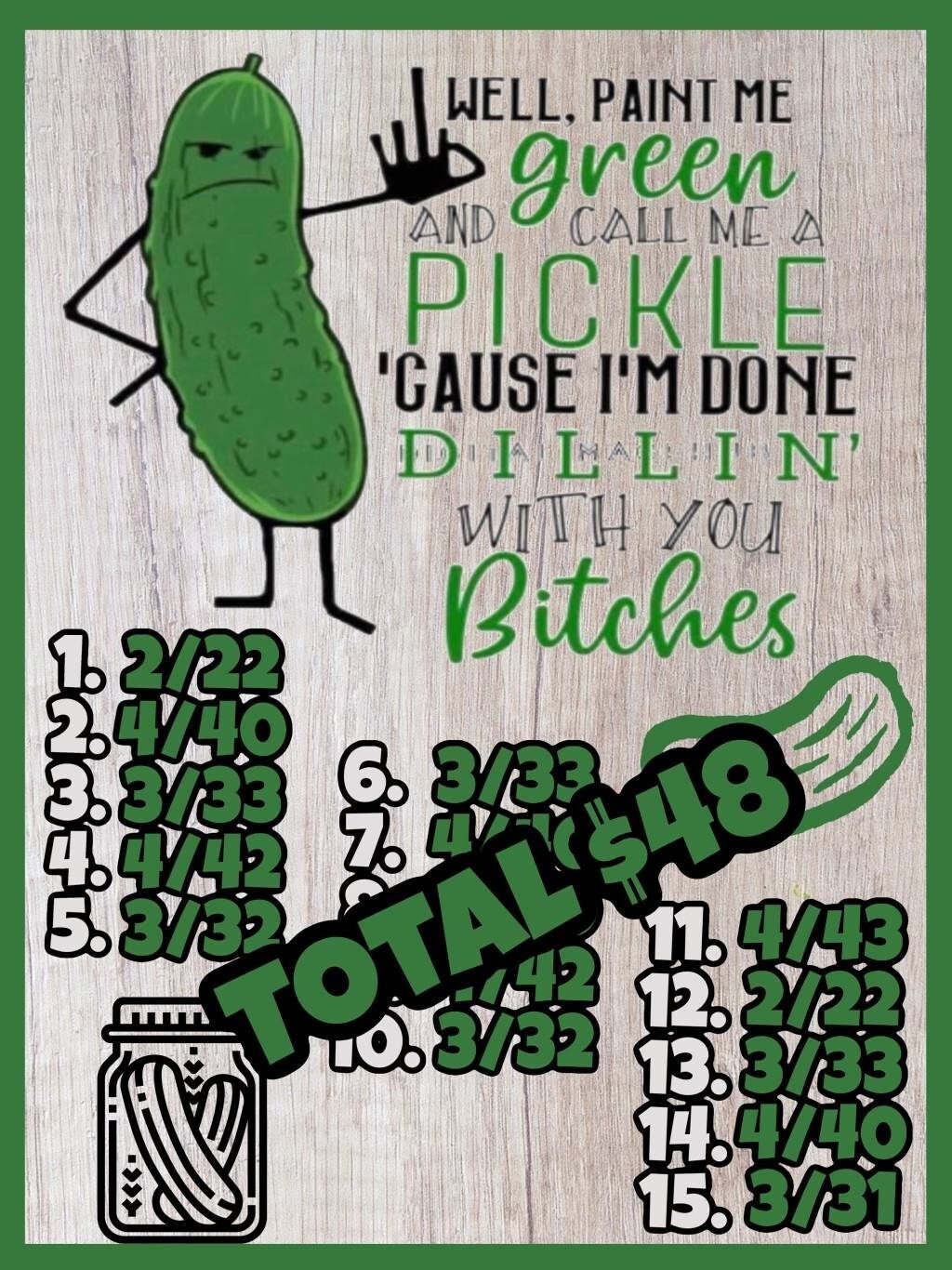 Paint Me Green ... Pickle, Pick Your Prize, Downloadable Bingo Graphic ...