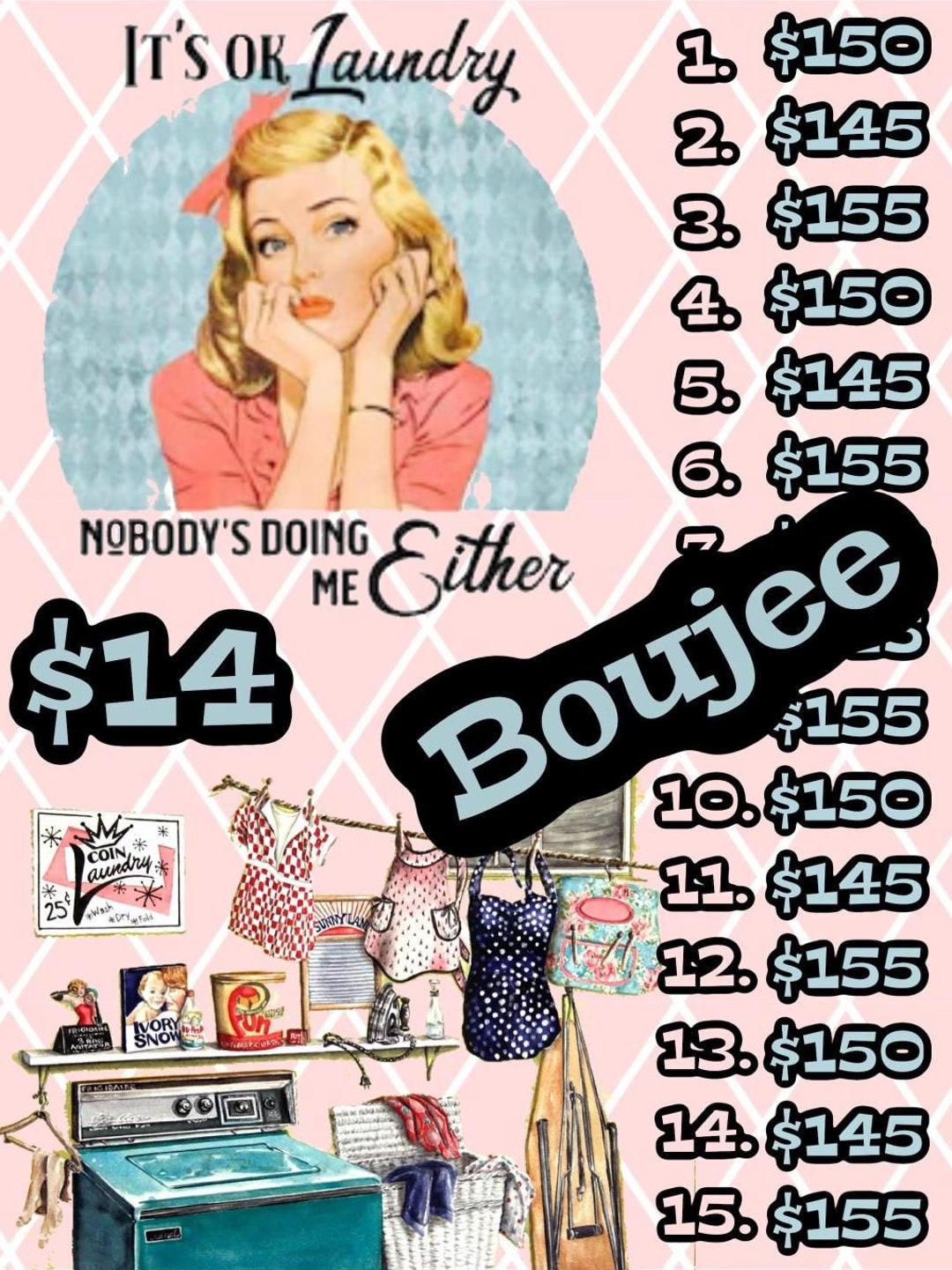 It's OK Laundry 14, Pick Your Prize, Downloadable Bingo Graphic - Etsy